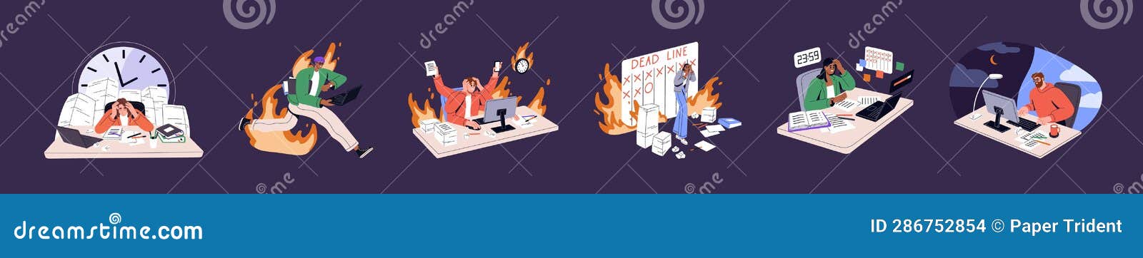 Overwork At Work Line Icon Concept. Overwork At Work Vector Linear ...