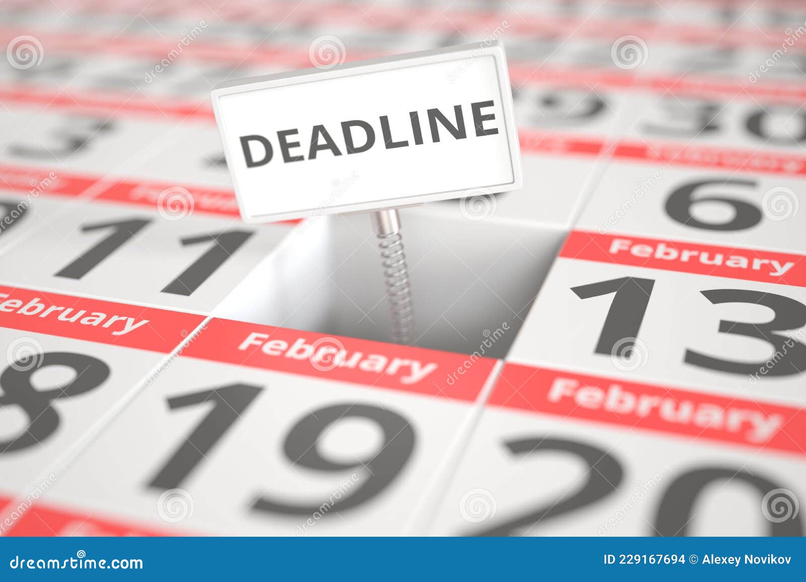 DEADLINE Plate on February 12 in a Calendar, 3d Rendering Stock ...