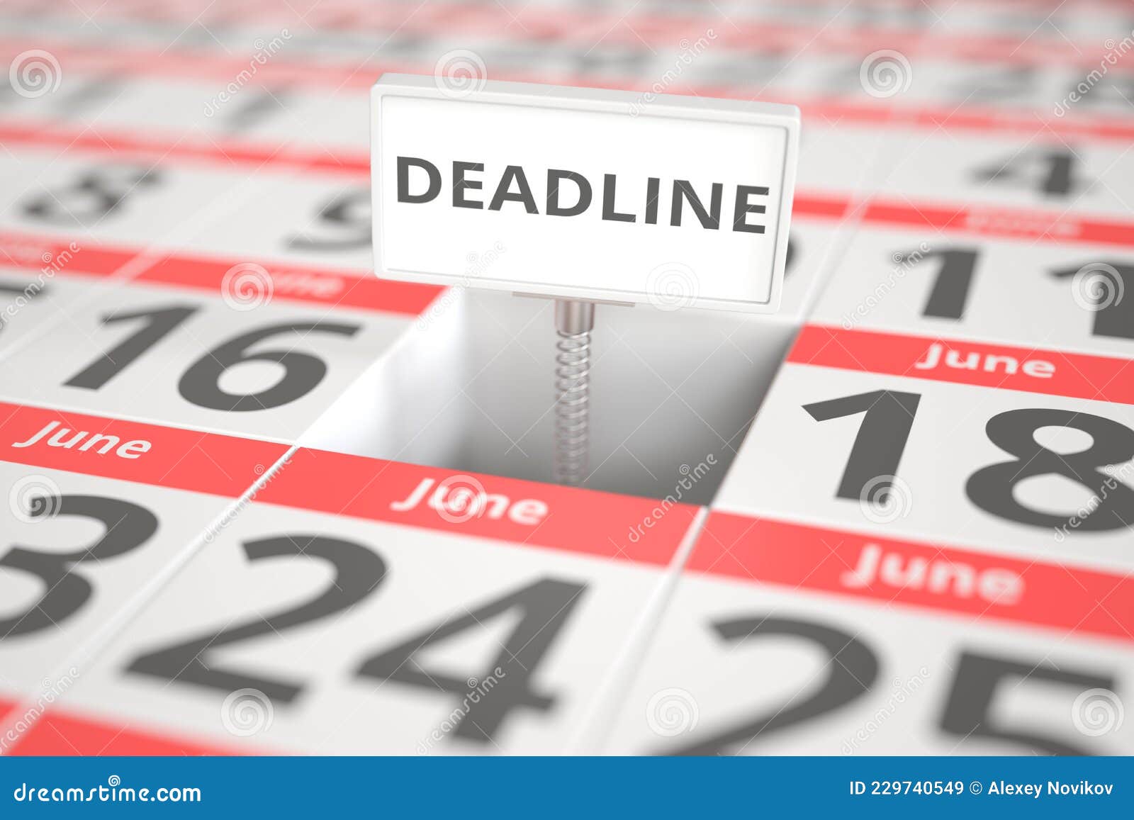 DEADLINE Plate on June 17 in a Calendar, 3d Rendering Stock ...