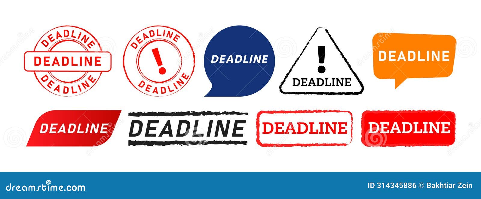 Deadline Rectangle Circle Stamp and Speech Bubble Label Sticker Sign ...