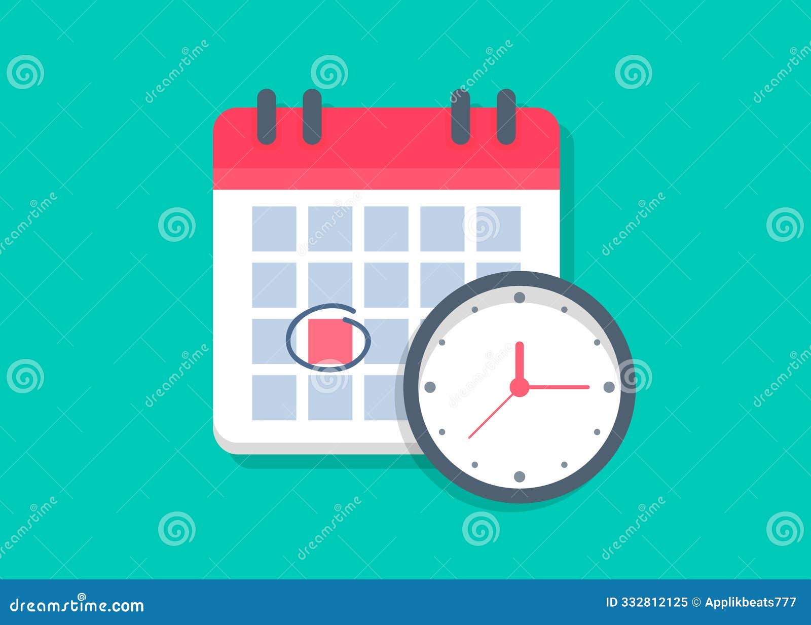 Deadline Reminder Calendar with Clock in a Flat Design Stock Vector ...