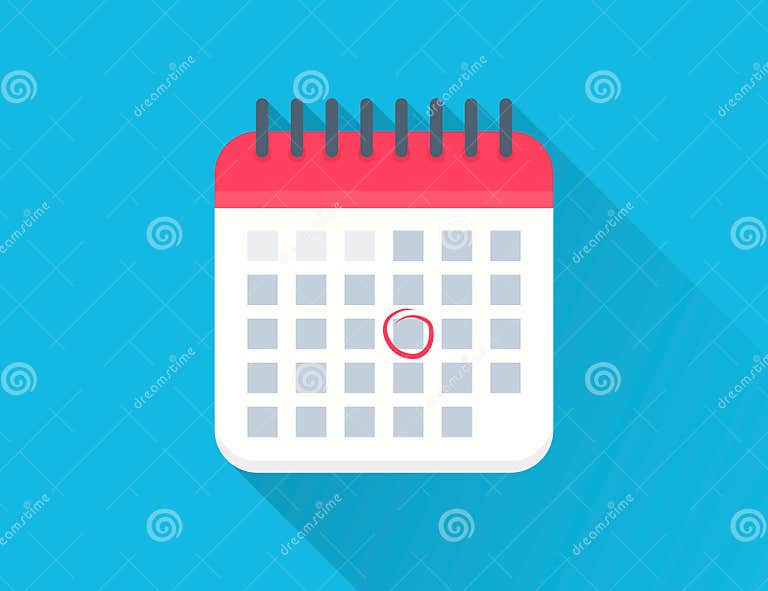 Deadline Reminder Calendar with Long Shadow in a Flat Design Stock ...