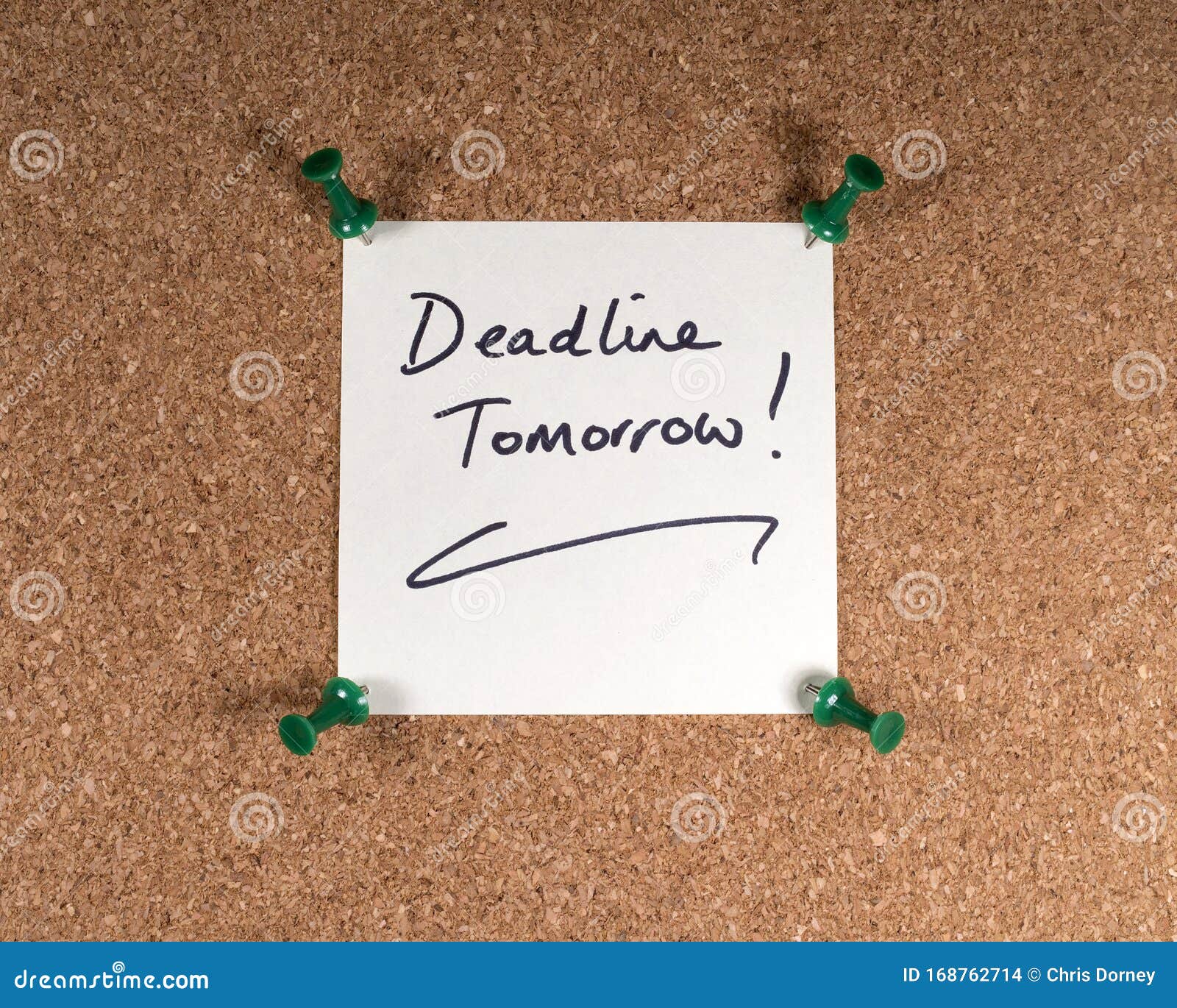 Deadline Tomorrow Memo stock photo. Image of jobs, message - 168762714
