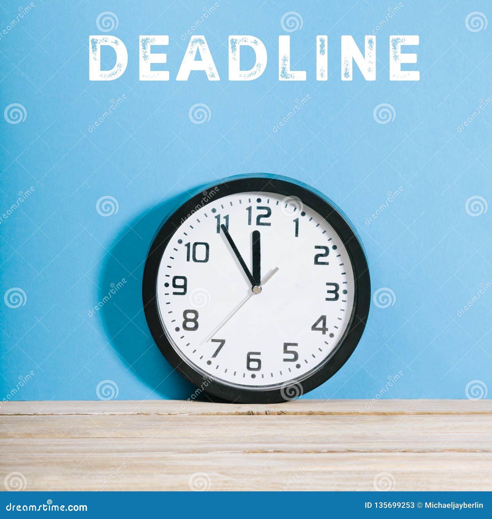 Deadline Words on Blue Colored Background with Clock Stock Image ...
