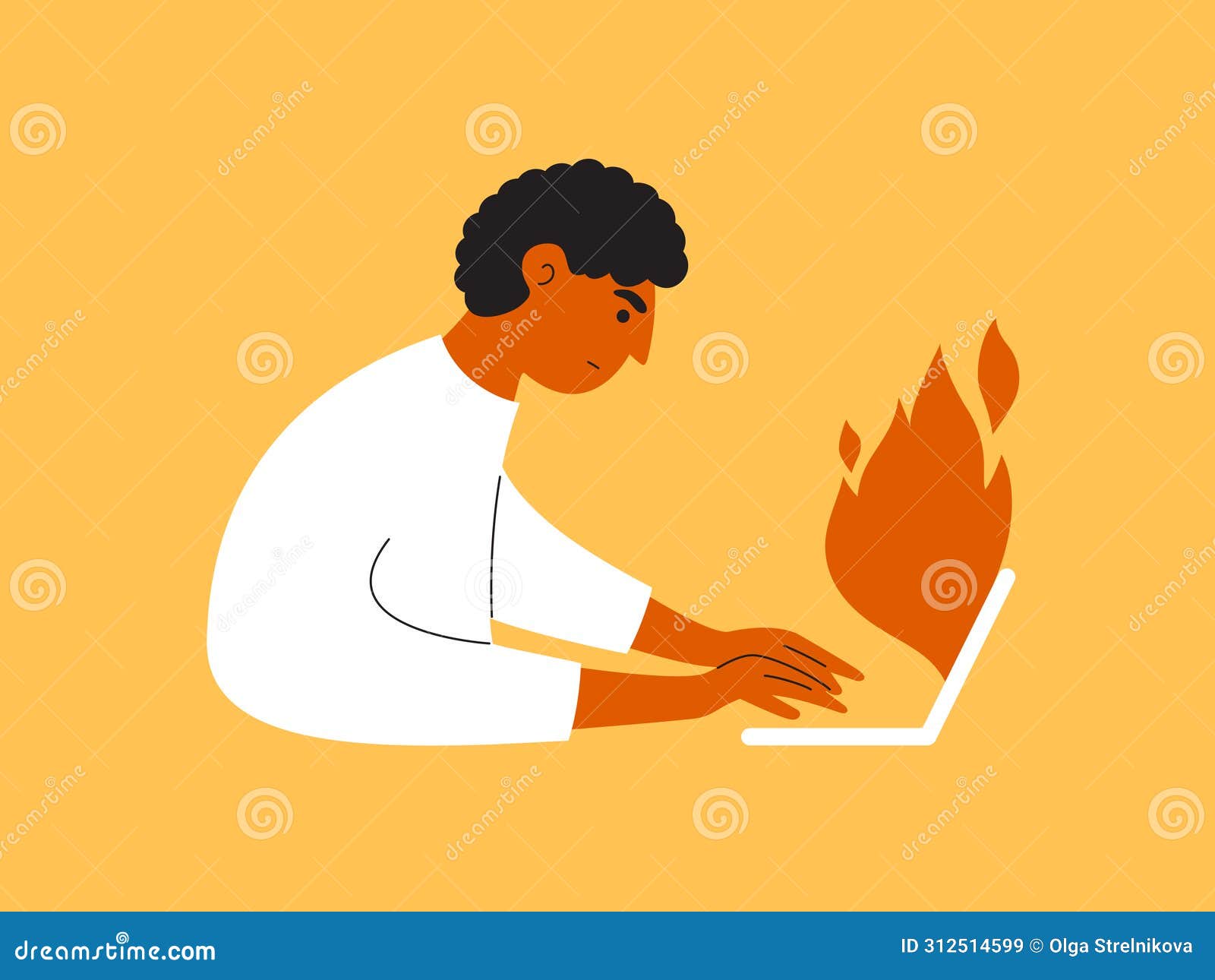 Deadline Work Vector Illustration with Office Employee Man Working on ...