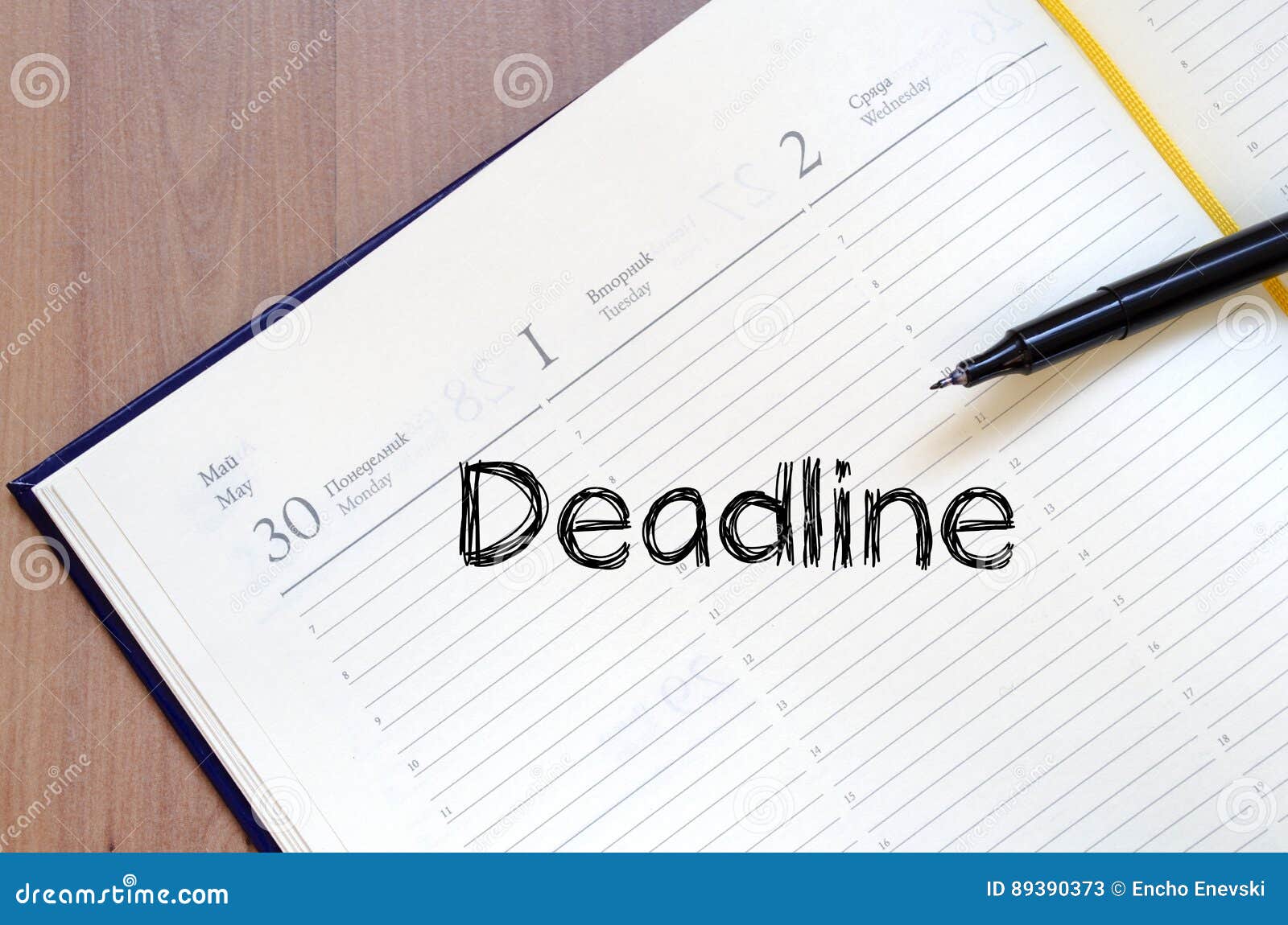 Deadline write on notebook stock illustration. Illustration of paper ...