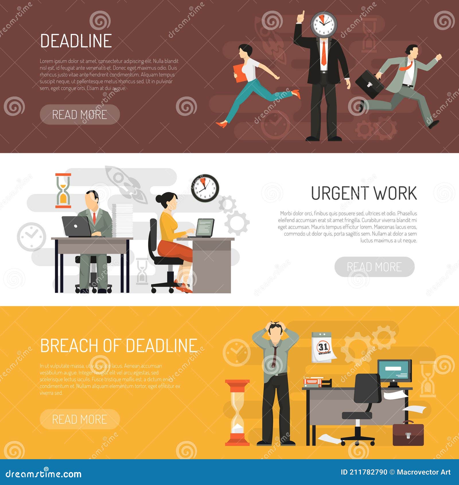 Deadlines Horizontal Banners Set Stock Vector - Illustration of graphic ...