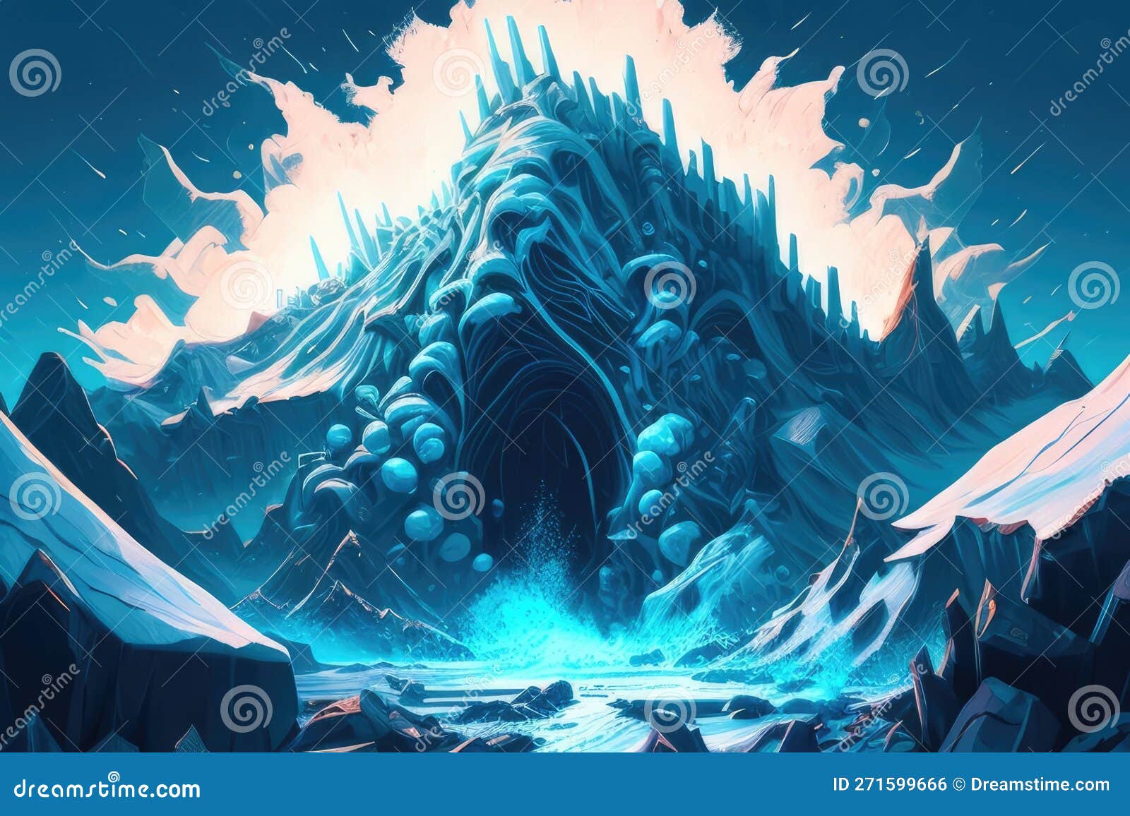 Deadly Avalanche, with Snow and Ice Cascading Down a Mountain and ...