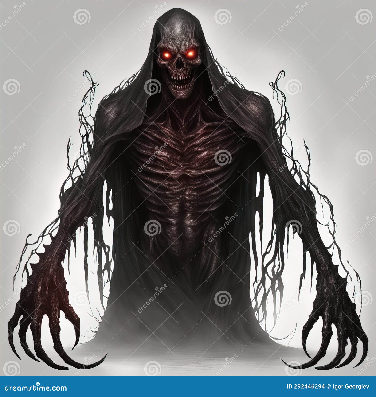 Deadly Evil Nightmare Entity Darkside of Hell, Creature of the Abyss, Dark, Stock Illustration ...