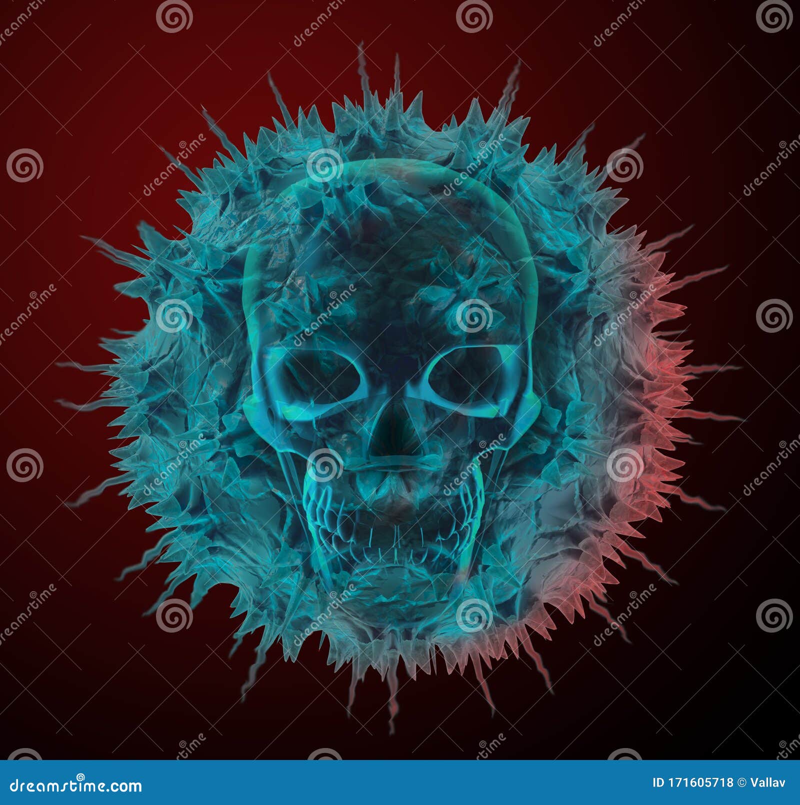 A Deadly Virus with a Developing Skull in the Background. the Concept ...