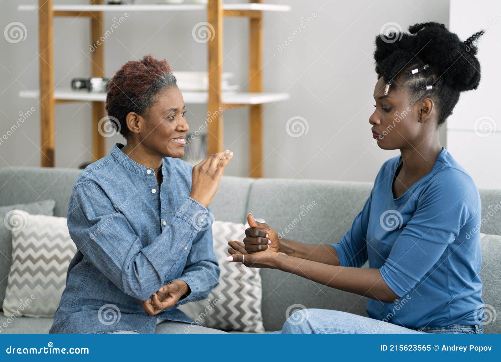 Deaf African American Using Sign Language Stock Image - Image of cheer ...