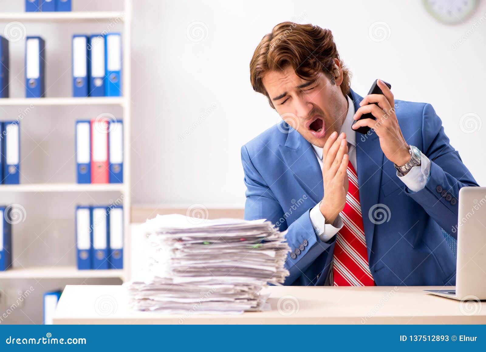 The Deaf Employee Using Hearing Aid in Office Stock Image - Image of ...