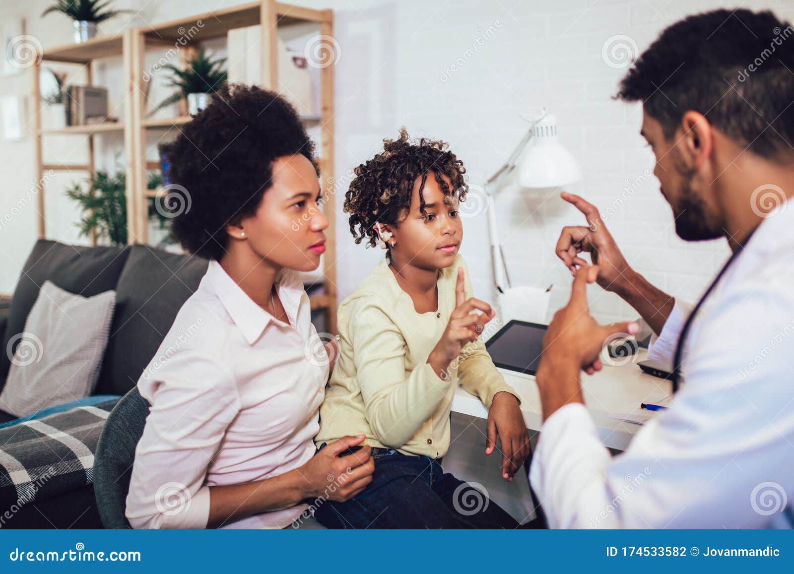 Deaf Girl Learning Sign Language at Doctor`s Office Stock Photo - Image ...