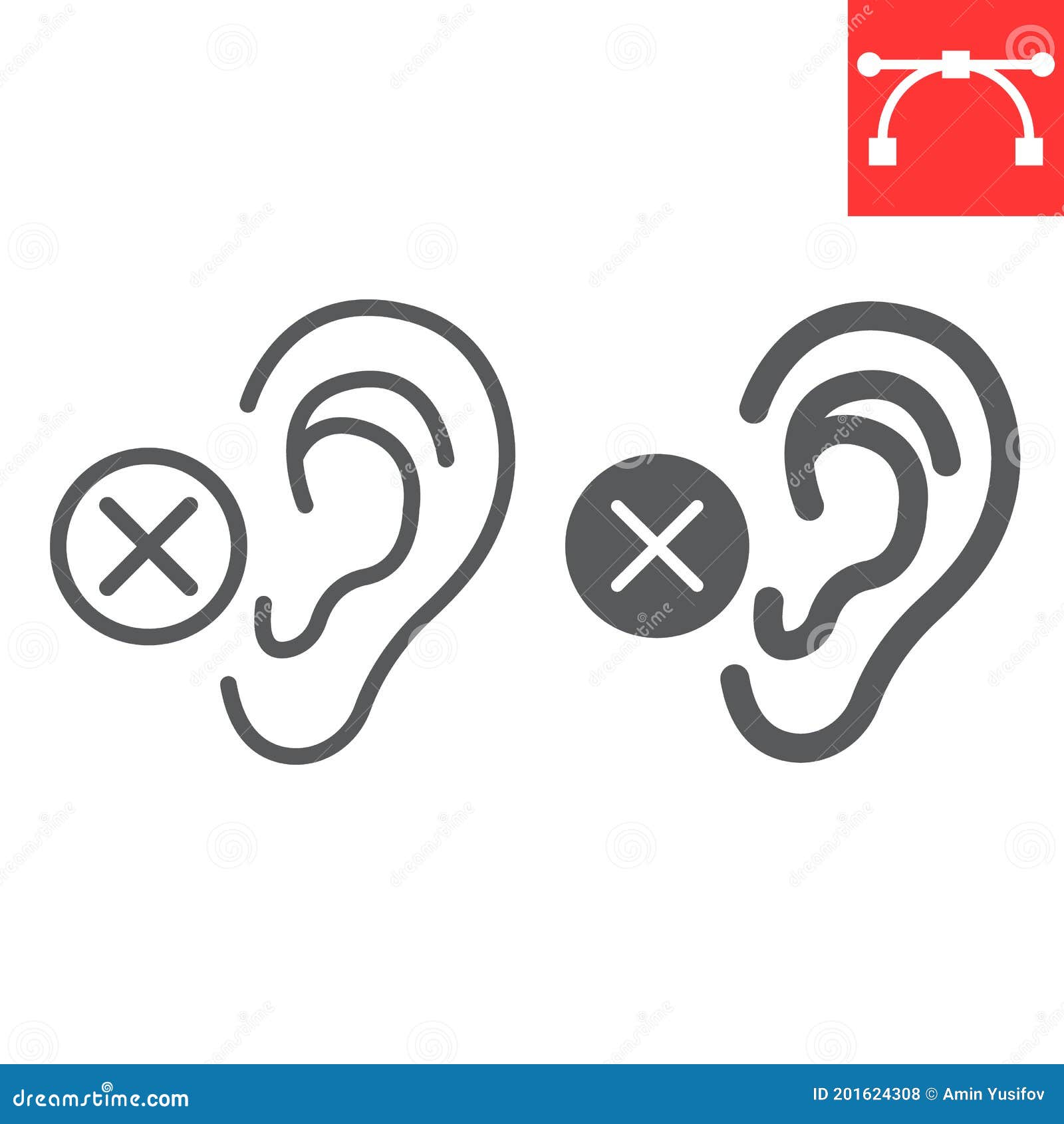 Deaf Line And Glyph Icon, Disability And Deafness, Hearing Impaired ...