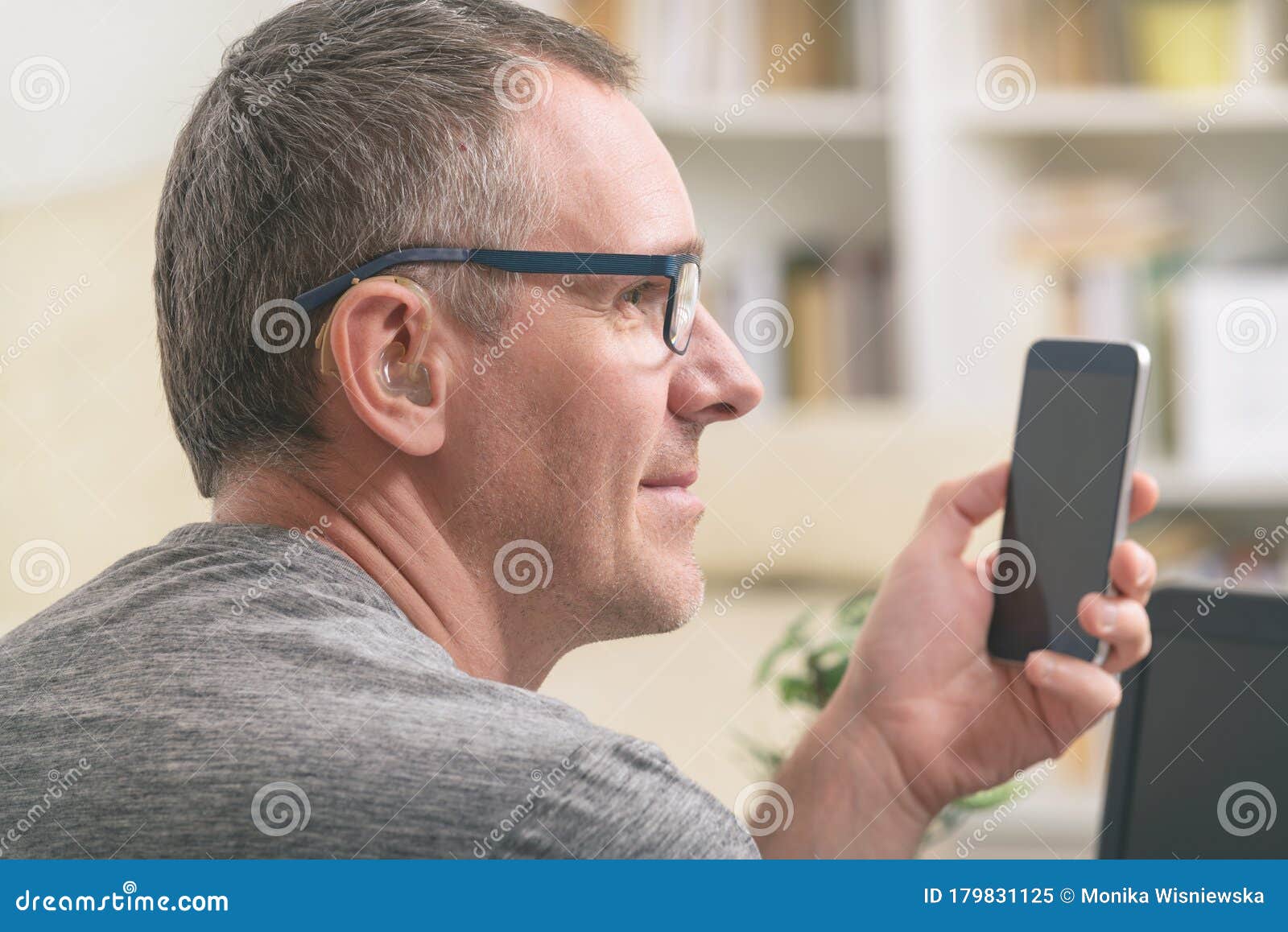 Deaf Man Using Sign Language on the Smart Phone Stock Image - Image of ...