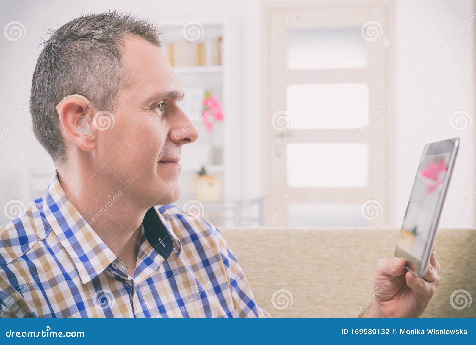 Deaf Man Using Sign Language on the Tablet Stock Photo - Image of happy ...