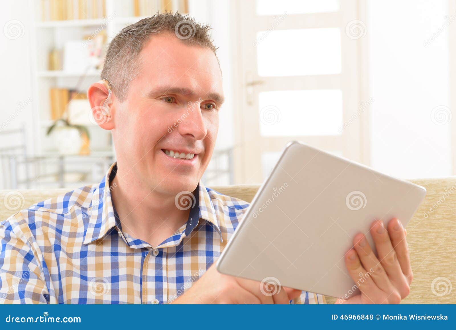Deaf Man Using Sign Language on the Tablet Stock Photo - Image of ...