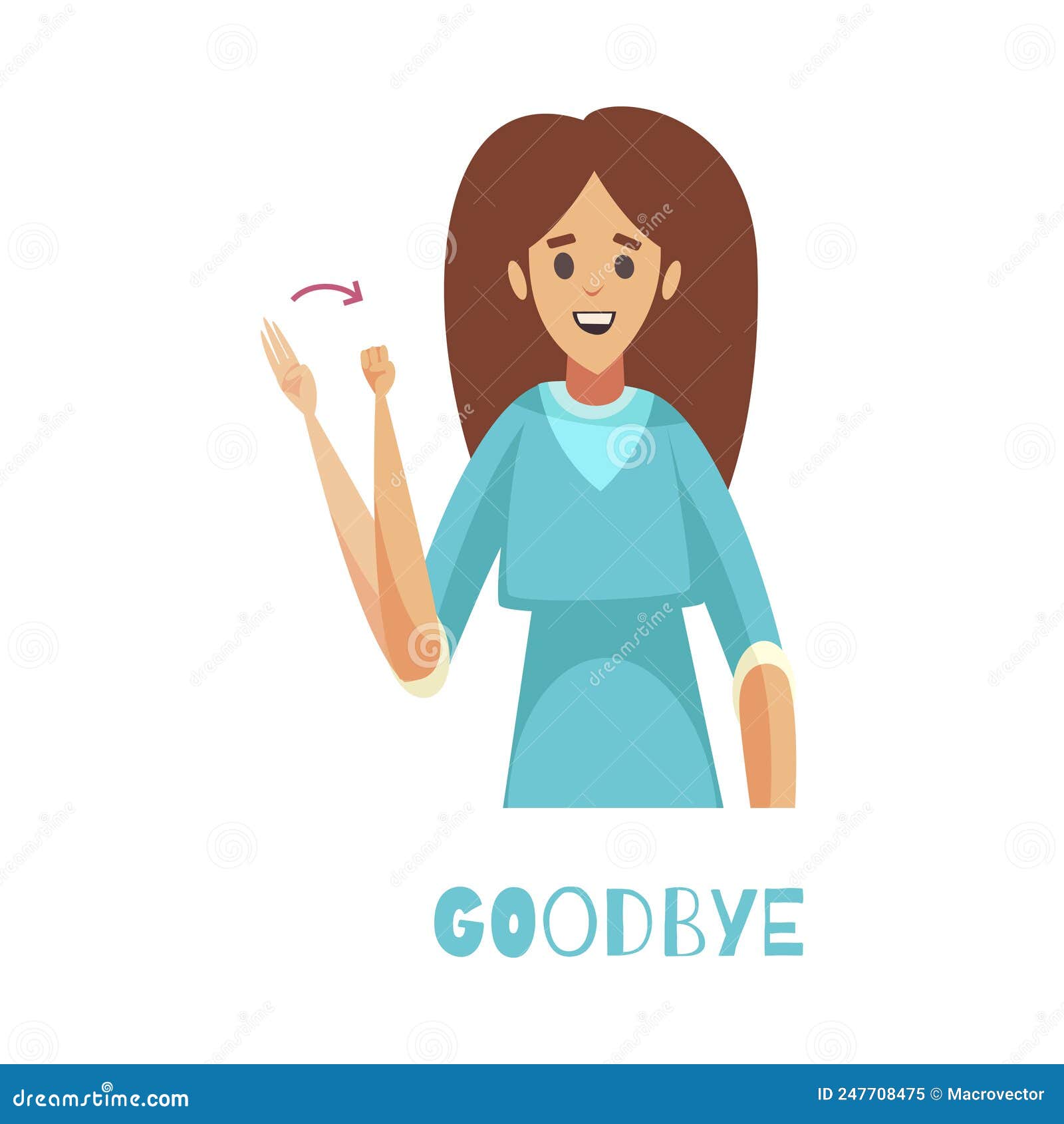 Deaf Phrase Goodbye Composition Stock Vector - Illustration of deaf ...