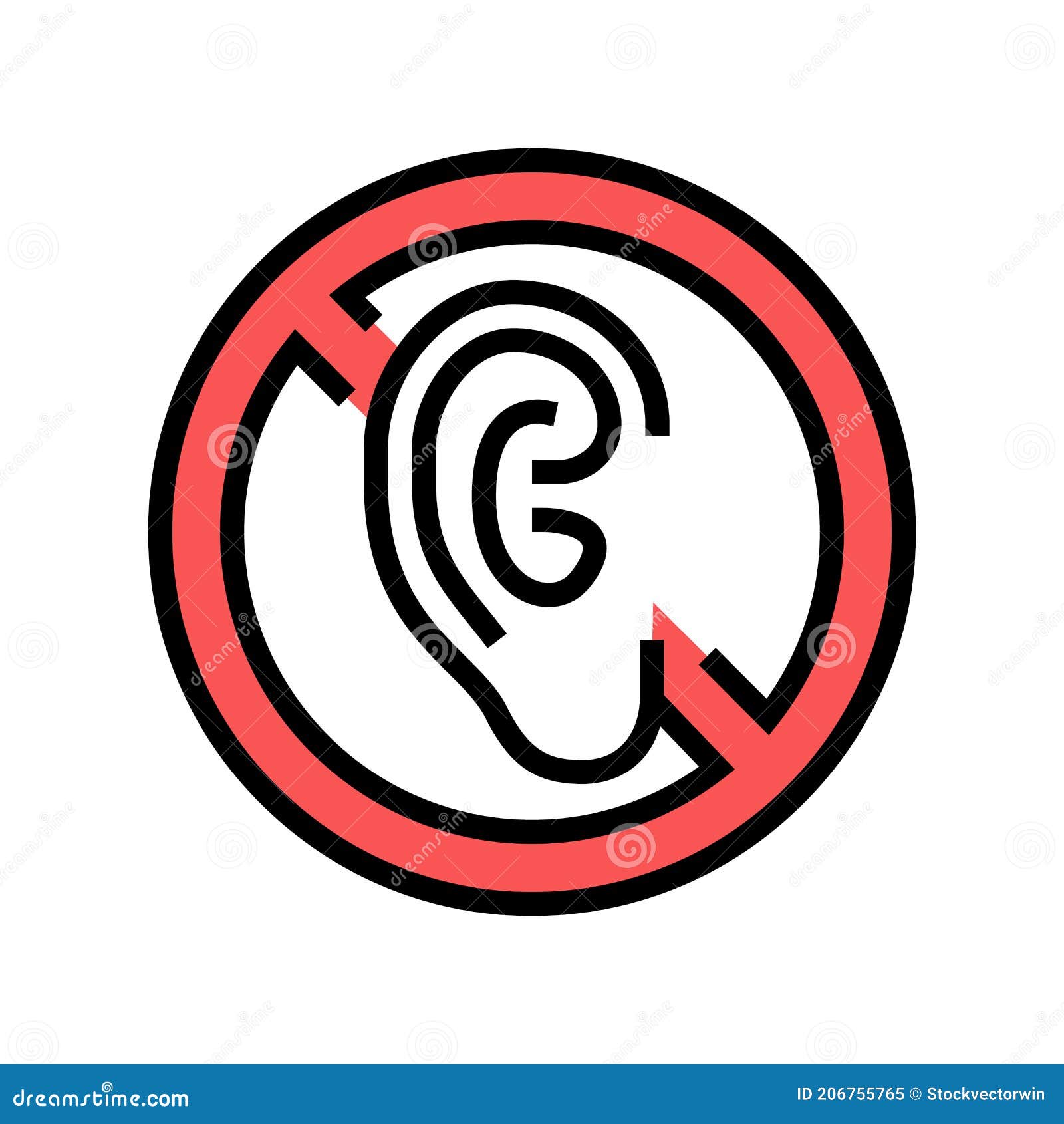Deaf Sign Color Icon Vector Illustration Stock Illustration ...