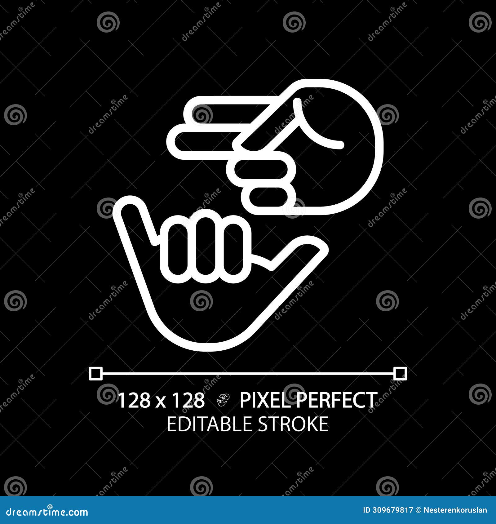 Deaf Sign Language White Linear Icon for Dark Theme Stock Vector ...