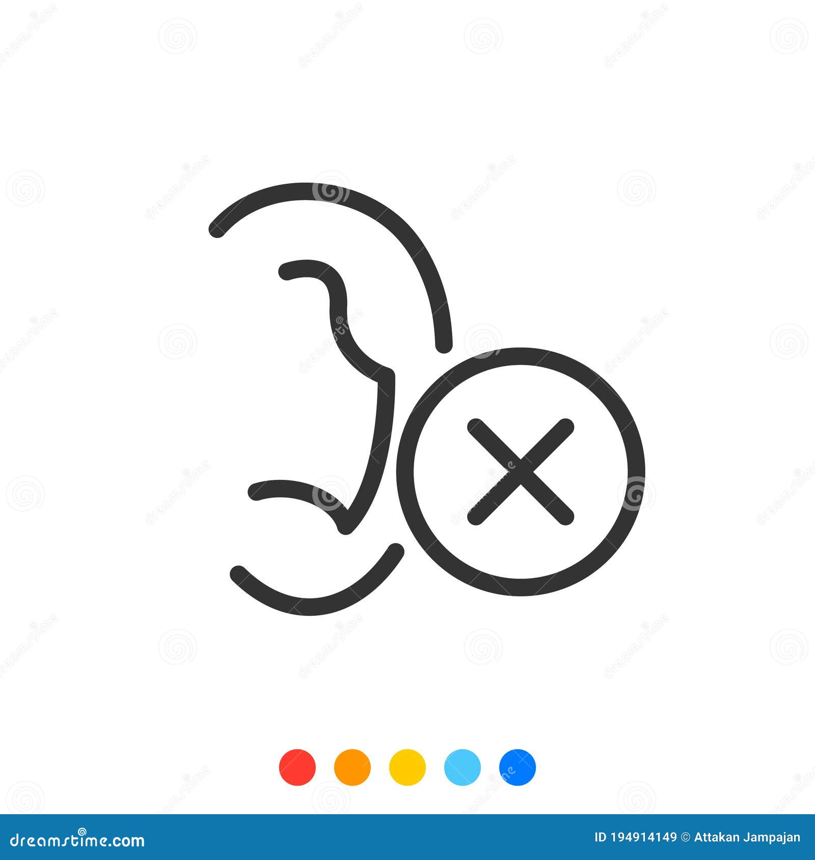 Deaf Vector Icon, Ear Icon that Cannot Hear Sound Stock Vector ...