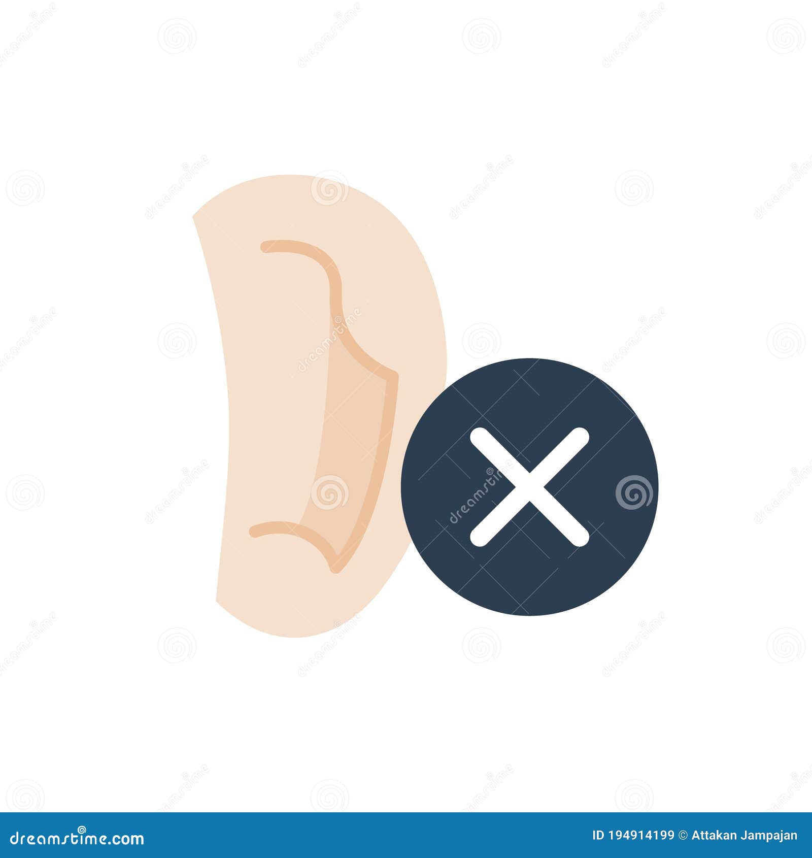 Deaf Vector Icon, Ear Icon that Cannot Hear Sound Stock Vector ...
