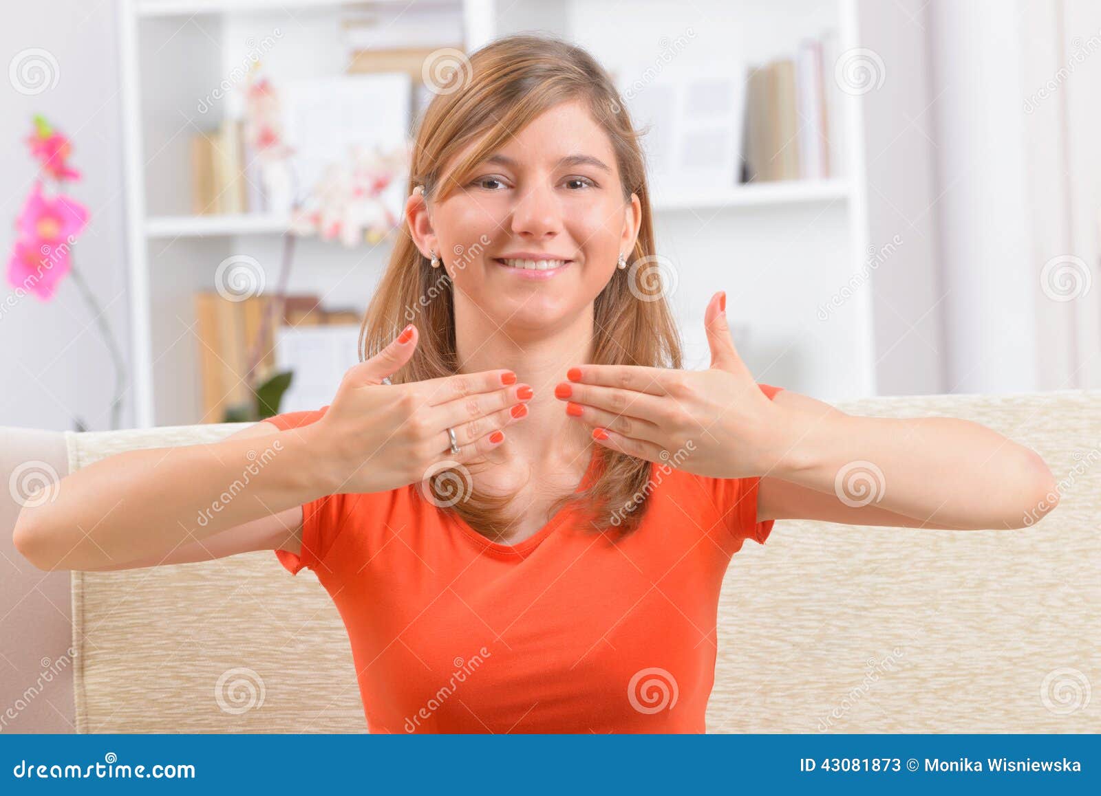 Deaf Woman Using Sign Language Stock Photo - Image: 43081873