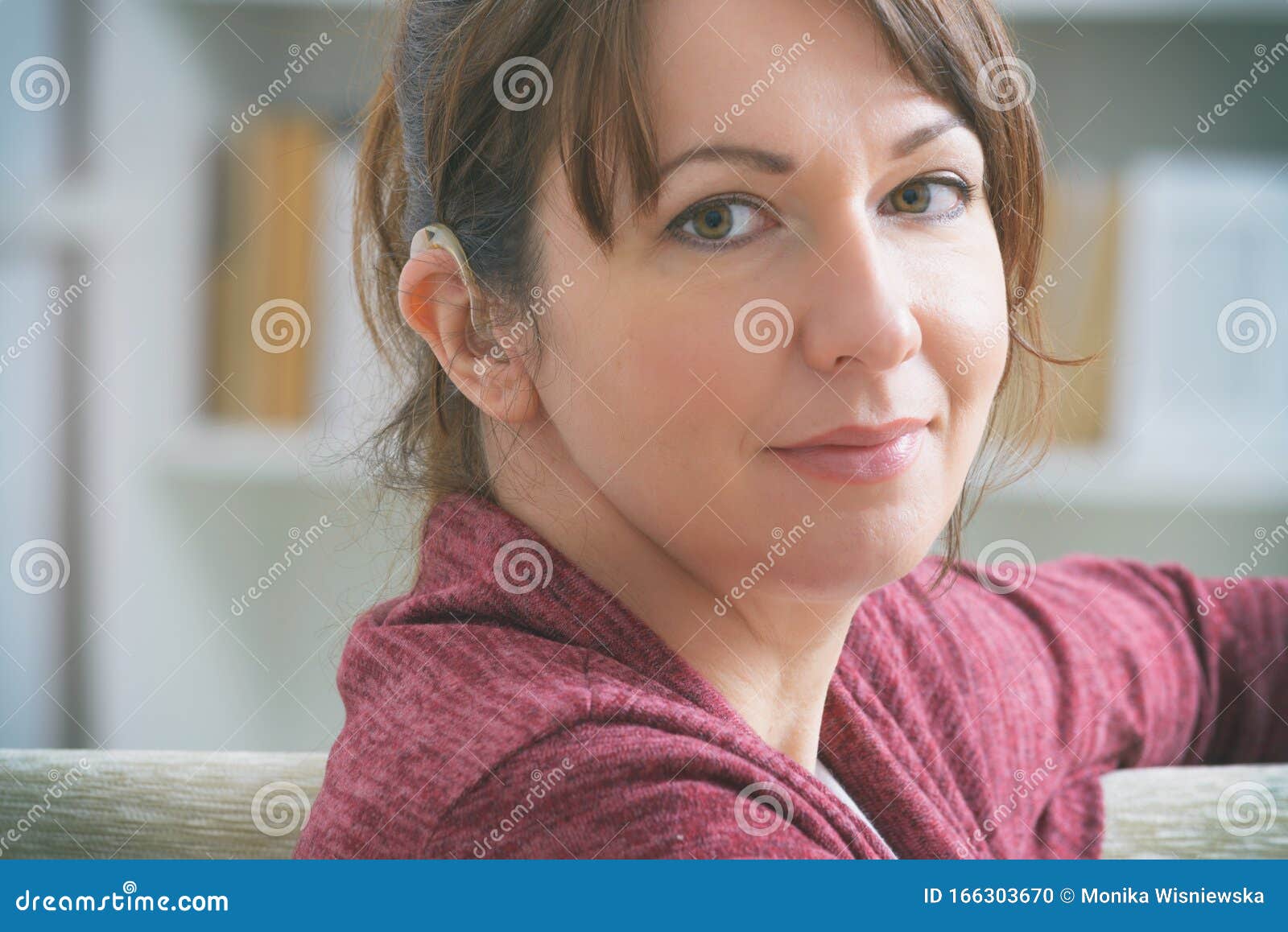 Deaf Woman Wearing Hearing Aid Stock Photo - Image of healthcare ...