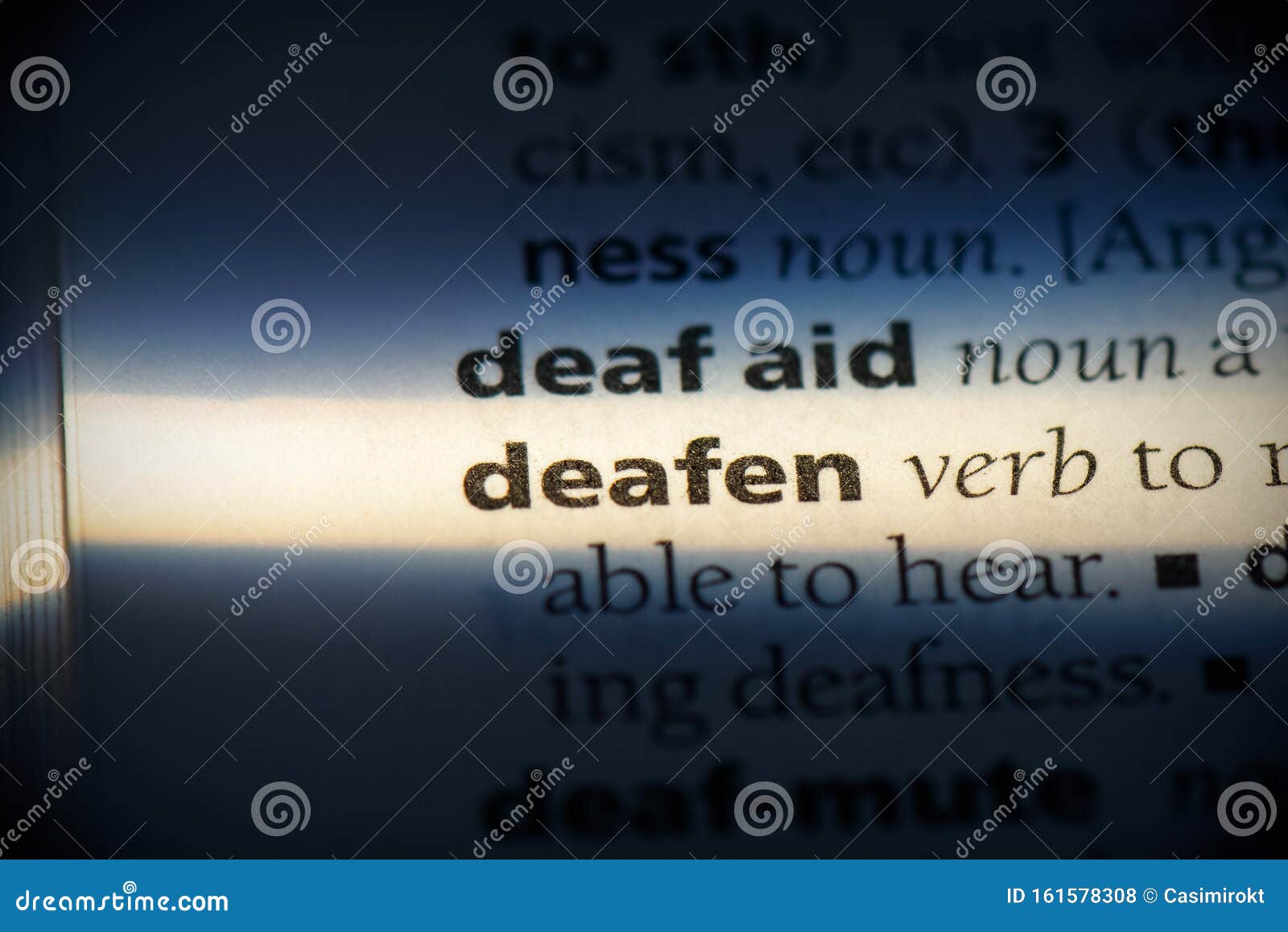 Deafen stock photo. Image of word, printed, detail, english - 161578308