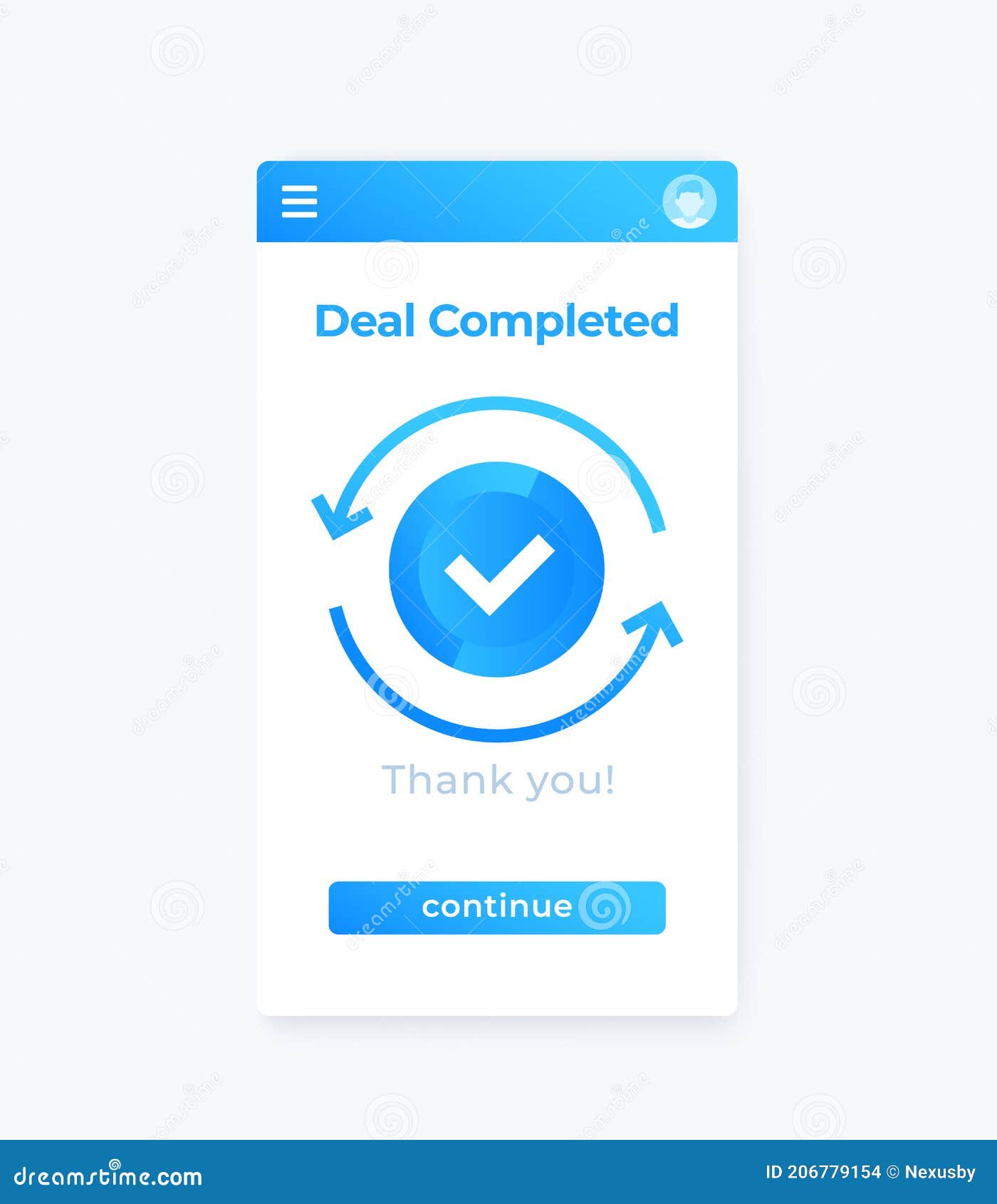Deal Completed, Vector Mobile App Ui Design Stock Illustration ...