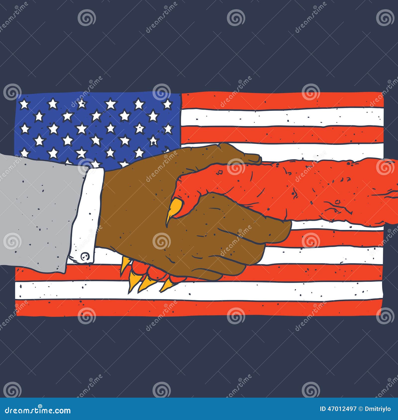 Deal With Devil American Flag On Background Cartoon Vector ...