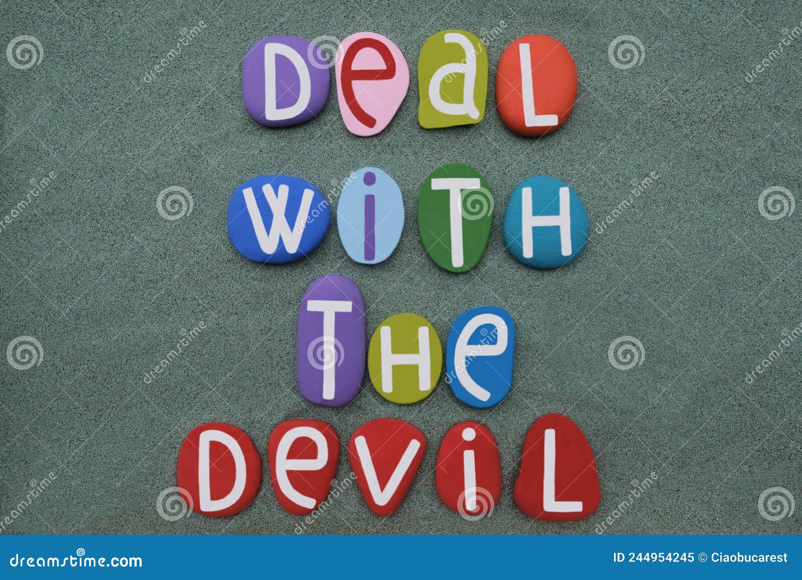 Deal with the Devil, Creative Phrase Composed with Multi Colored Stone ...