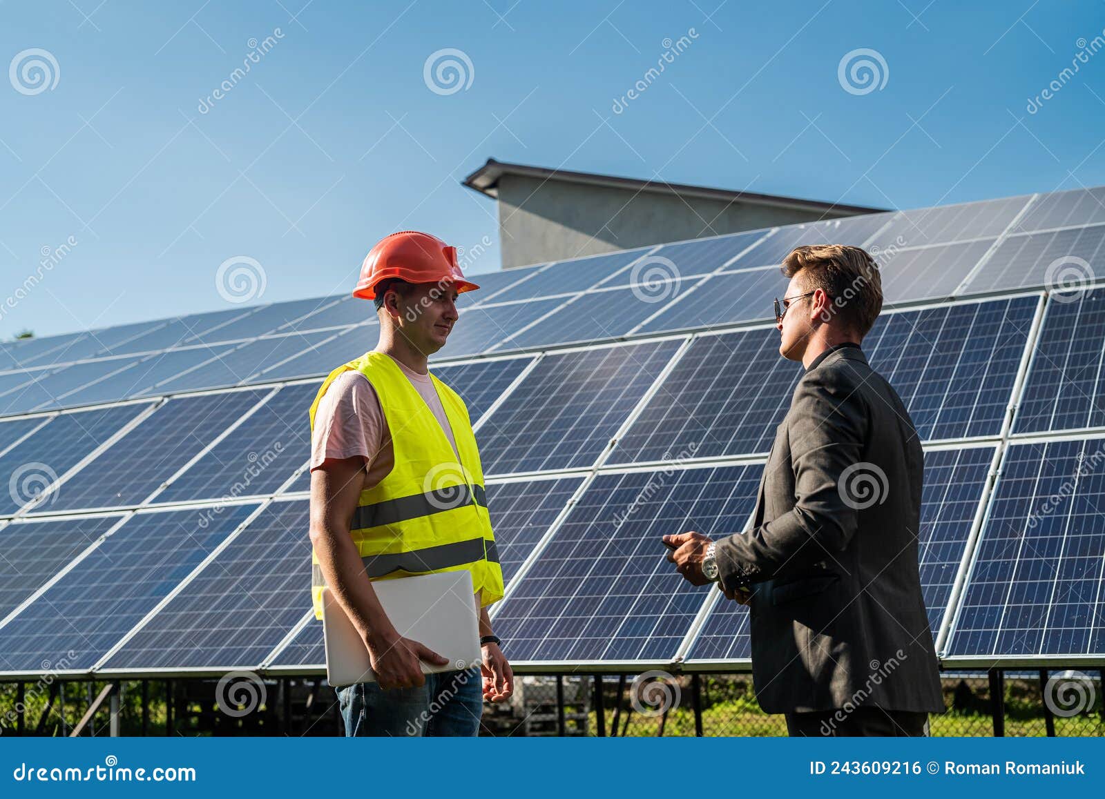 Deal of Installation of Solar Panels between Worker and Customer Stock ...