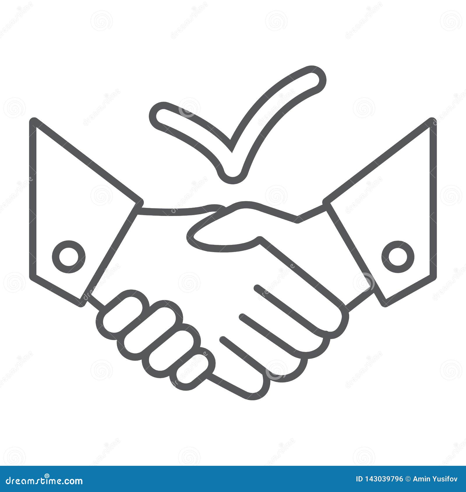 Deal Thin Line Icon, Agreement and Partnership, Handshake Sign, Vector ...