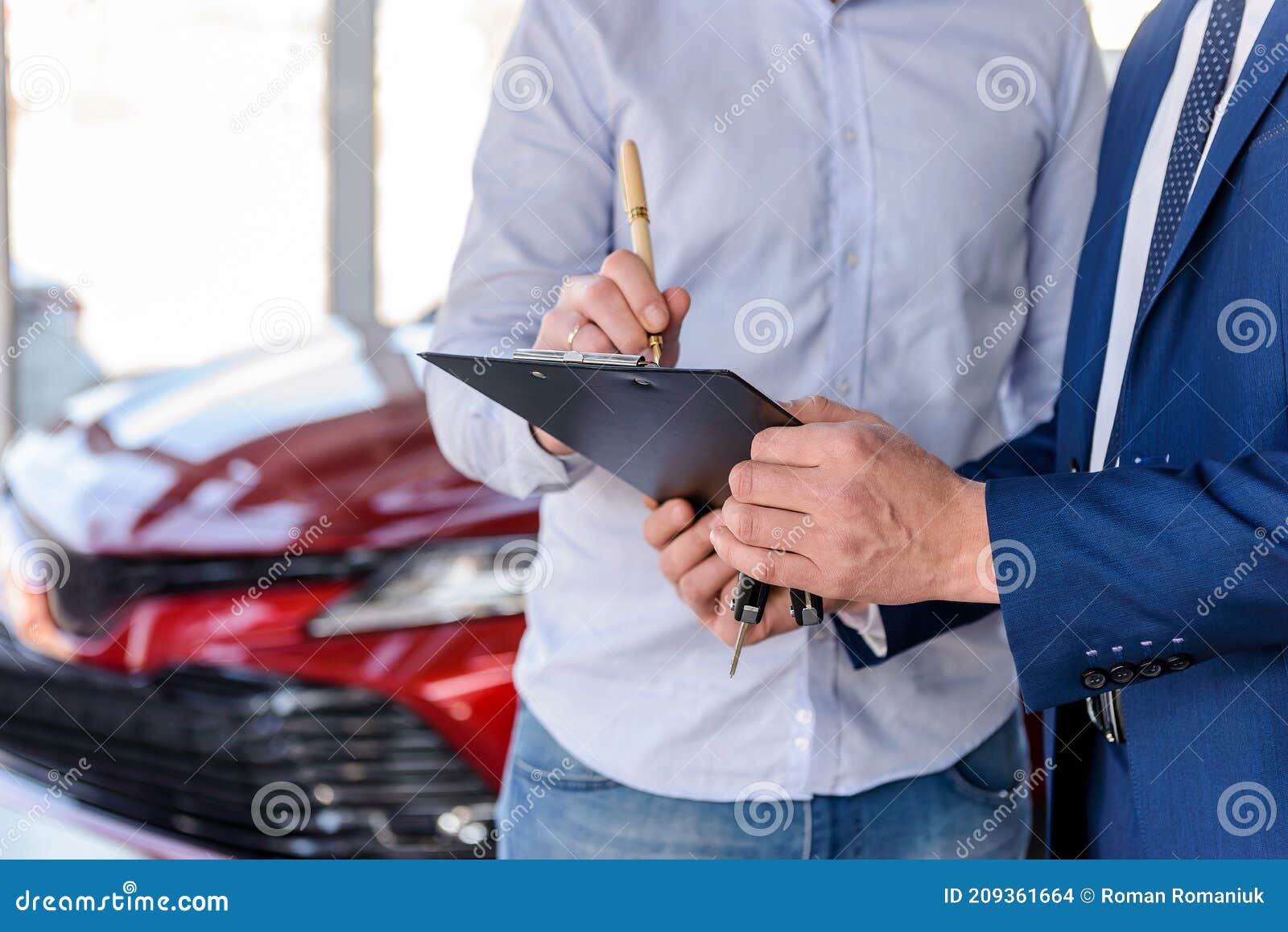 Dealer and Customer Signing Contract on Clipboard Stock Photo - Image ...