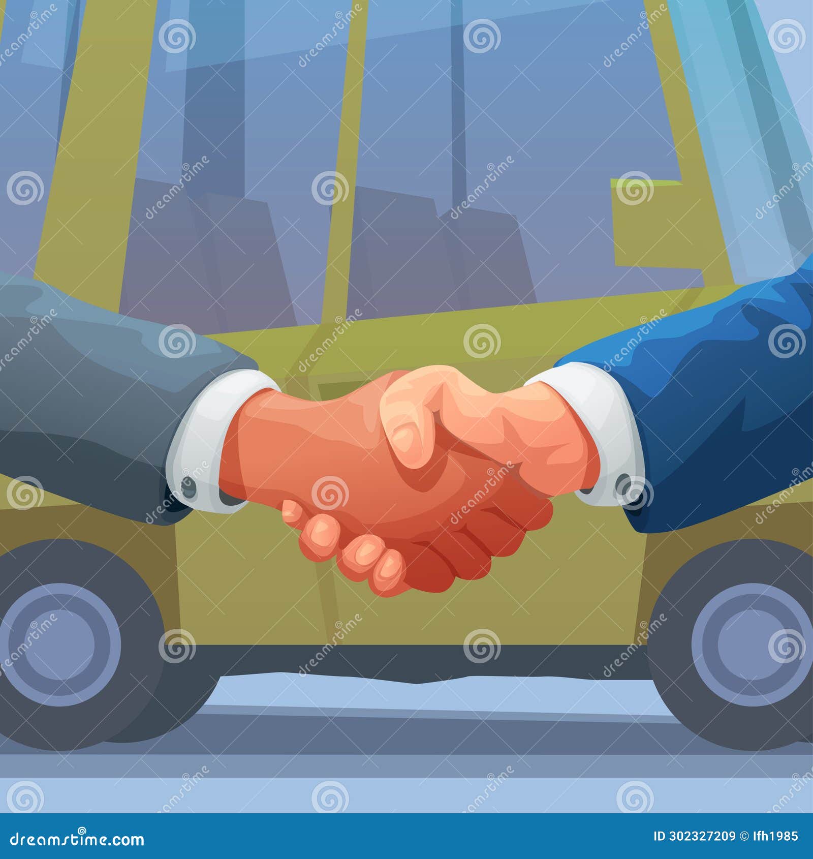 A Dealer Handshake with Car at Backdrop Stock Vector - Illustration of ...