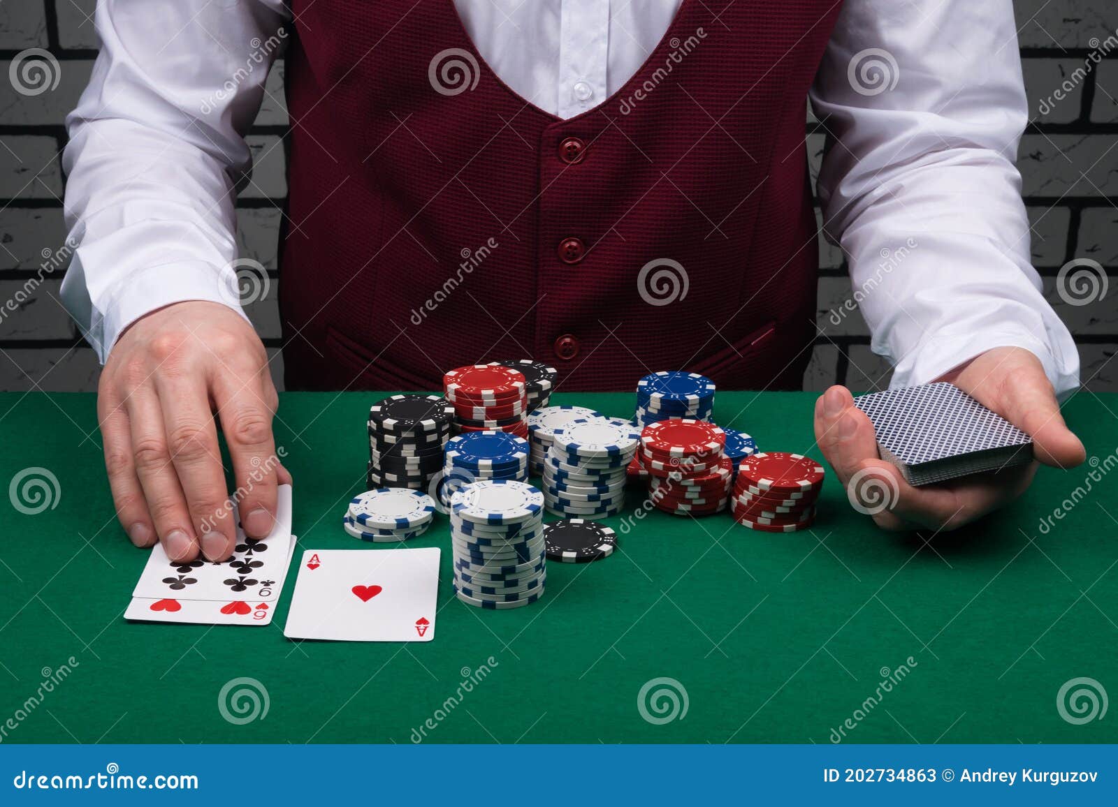 The Dealer Opens His Cards at the Poker Table Stock Image - Image of ...