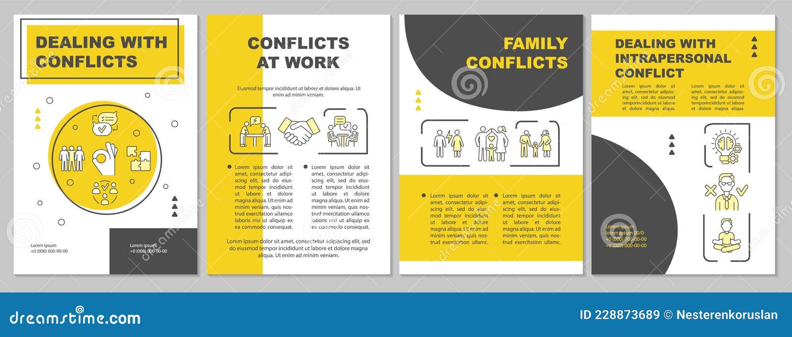 Dealing with Conflicts Yellow Brochure Template Stock Vector ...