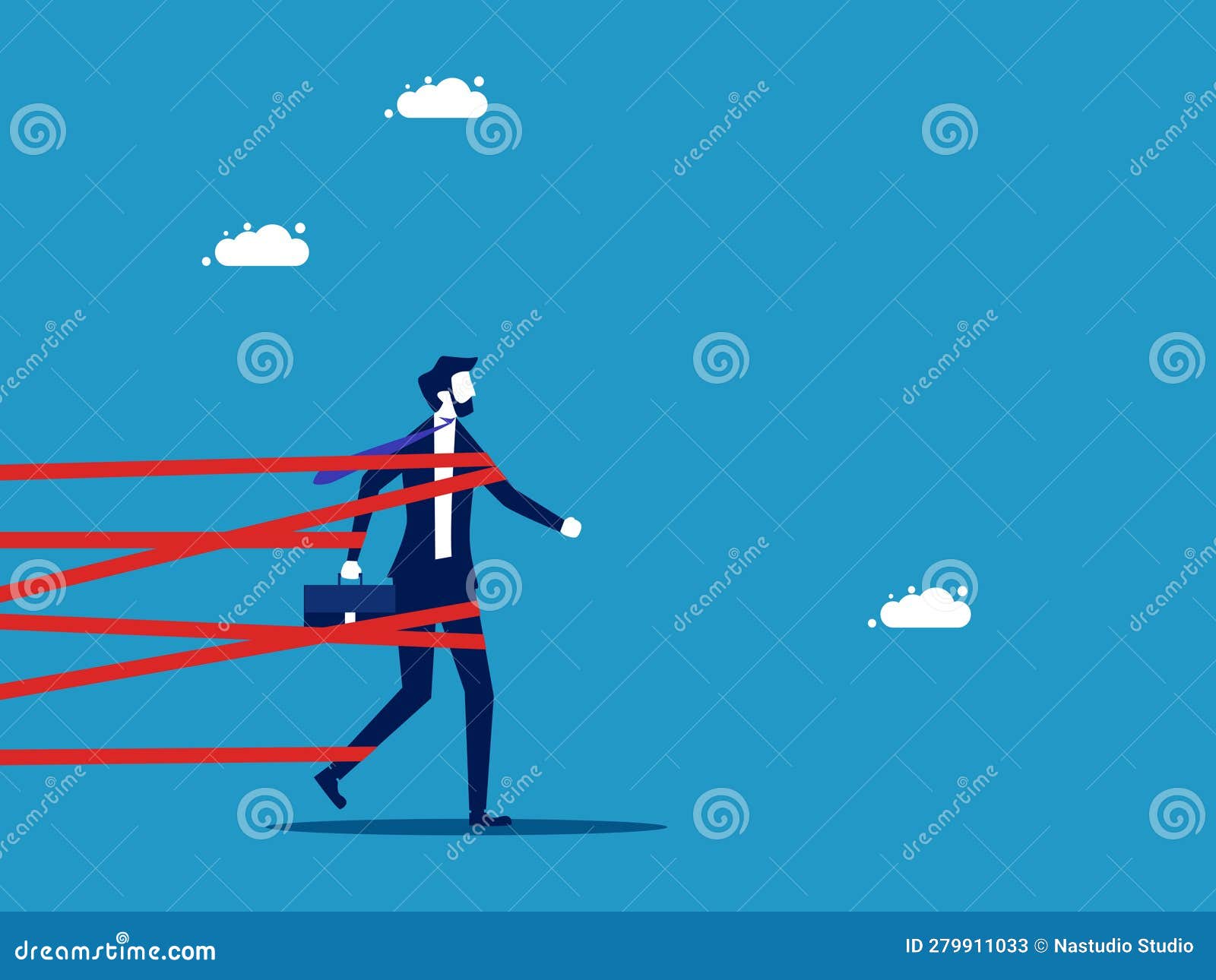 Dealing with Obstacles in Business. Businessman Bound with Tape Stock ...