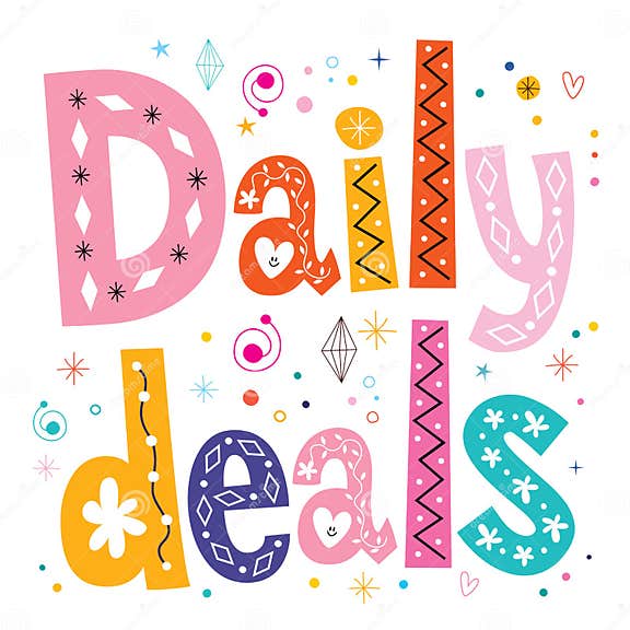 Daily Deals Decorative Lettering Text Stock Vector - Illustration of ...