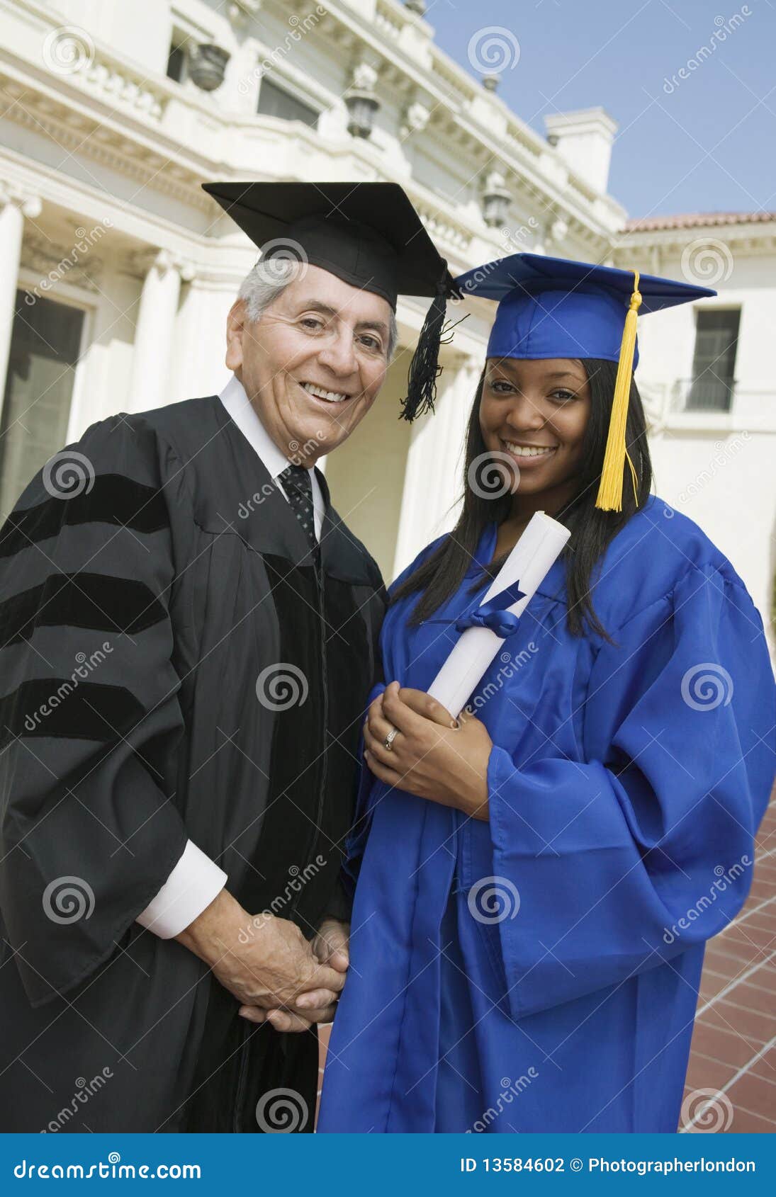 Dean and Graduate Outside University Stock Photo - Image of portrait ...