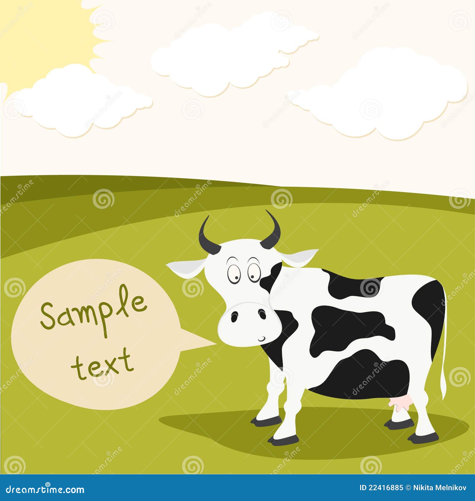 Dear cow in the meadow stock vector. Illustration of message - 22416885