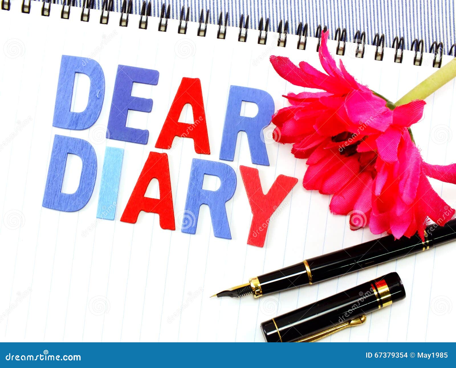 Dear Diary Word on White Paper Notebook Stock Photo - Image of quote ...