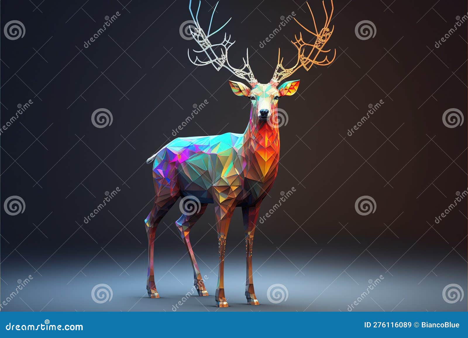 Dear with Iridescent Prism Texture and Intricate Polygon Pattern Design ...