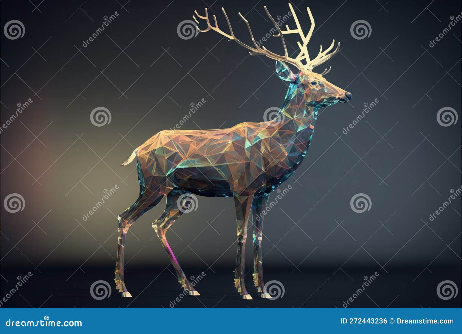 Dear with Iridescent Prism Texture and Intricate Polygon Pattern Design ...
