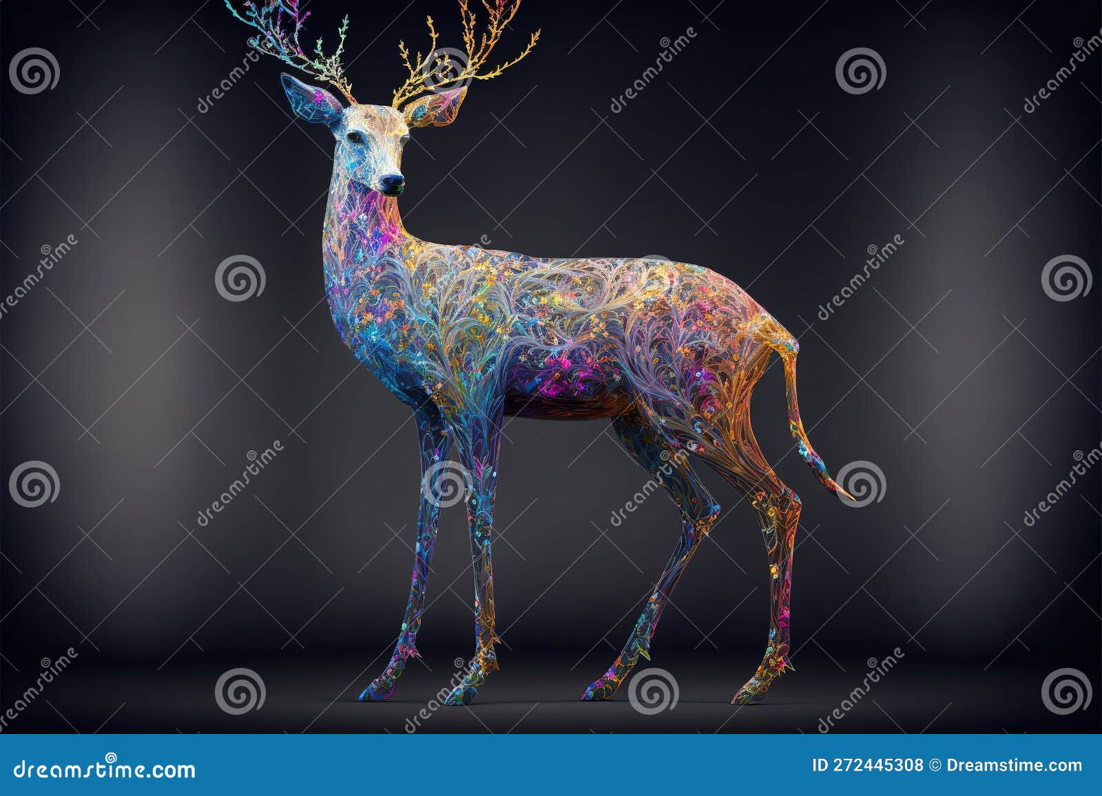 Dear with Iridescent Prism Texture and Intricate Polygon Pattern Design ...