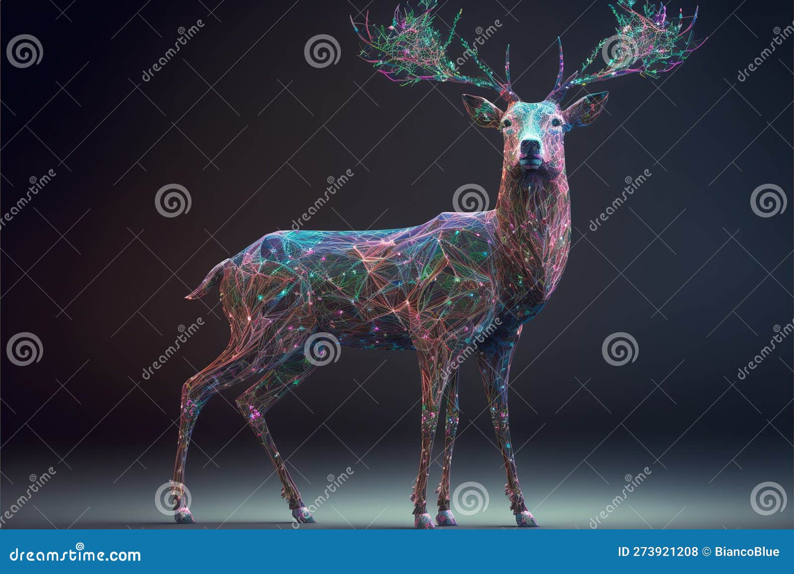 Dear with Iridescent Prism Texture and Intricate Polygon Pattern Design ...