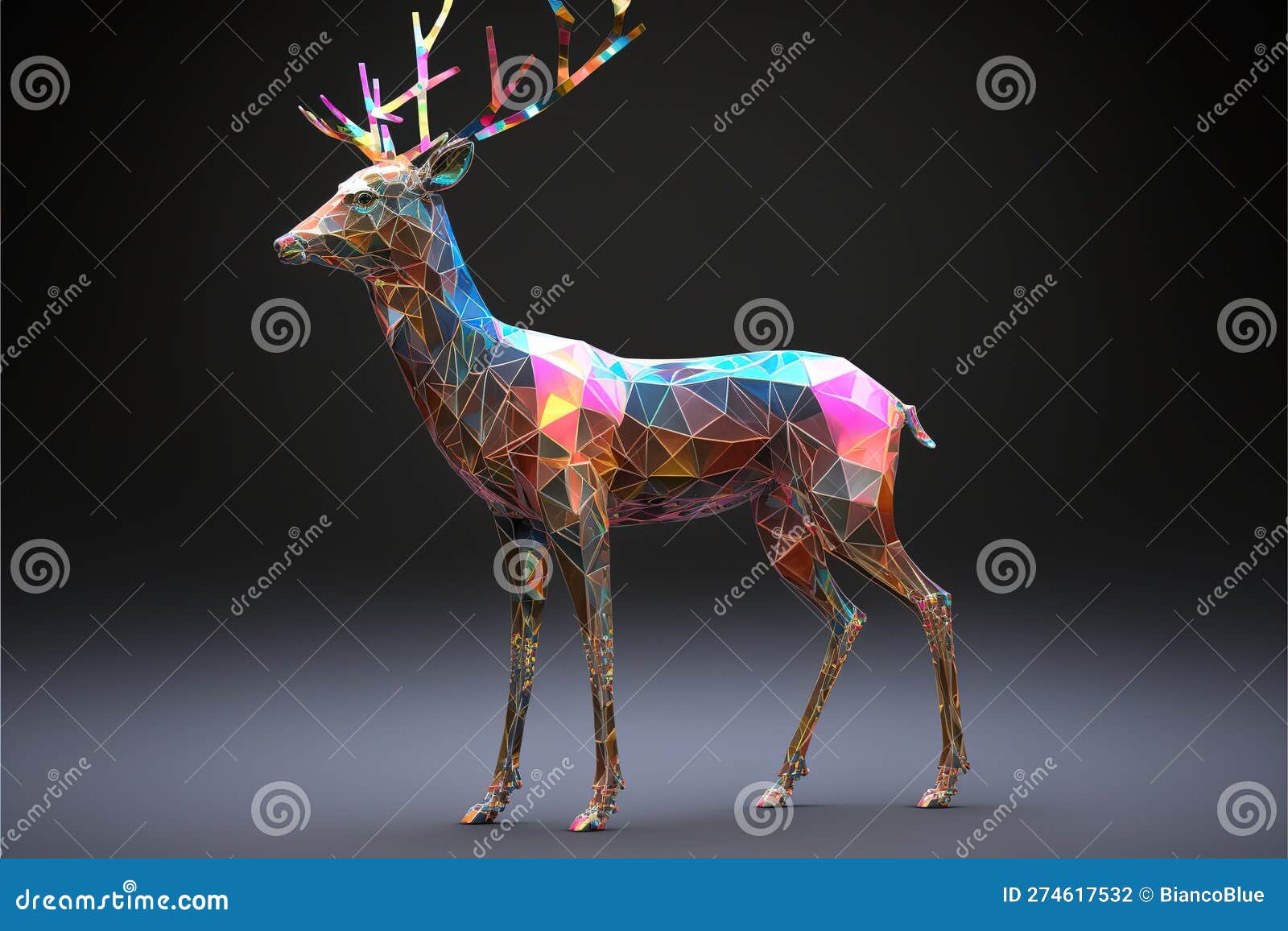 Dear with Iridescent Prism Texture and Intricate Polygon Pattern Design ...
