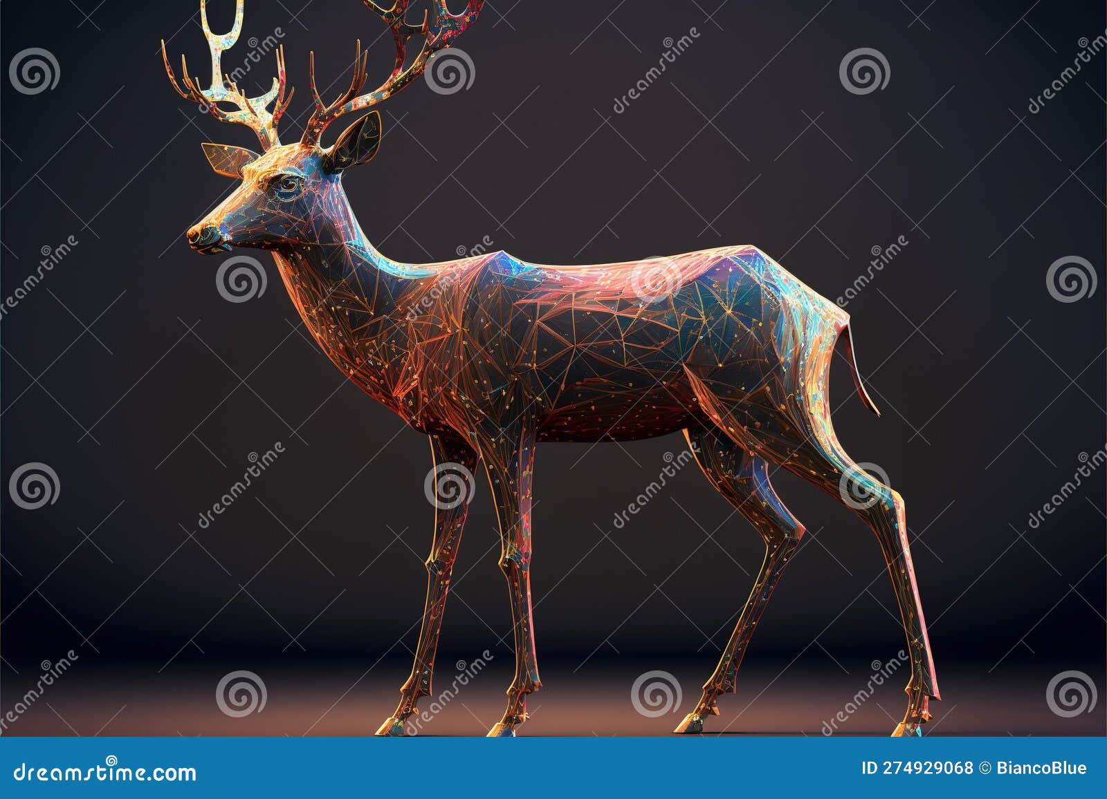 Dear with Iridescent Prism Texture and Intricate Polygon Pattern Design ...