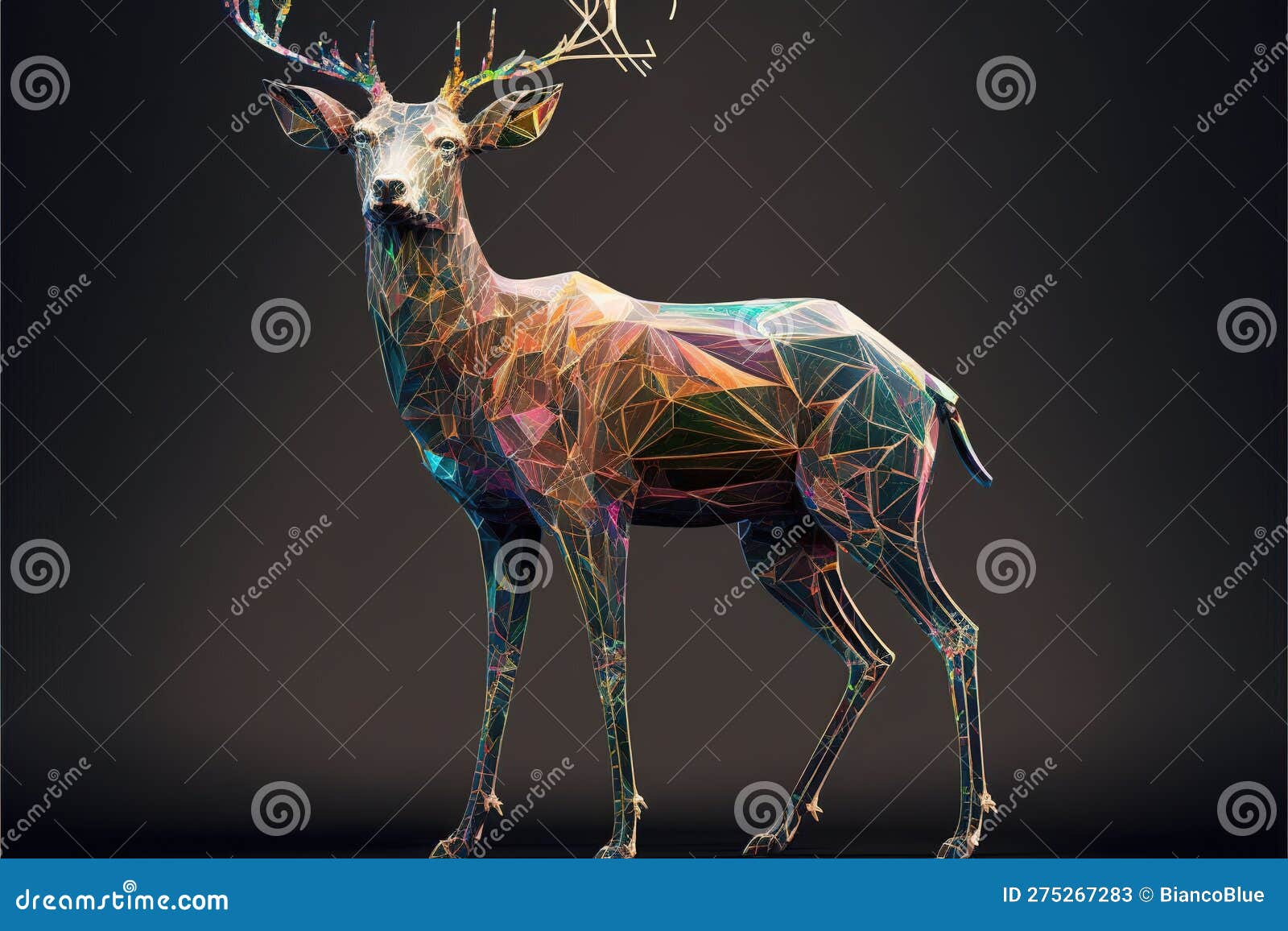 Dear with Iridescent Prism Texture and Intricate Polygon Pattern Design ...